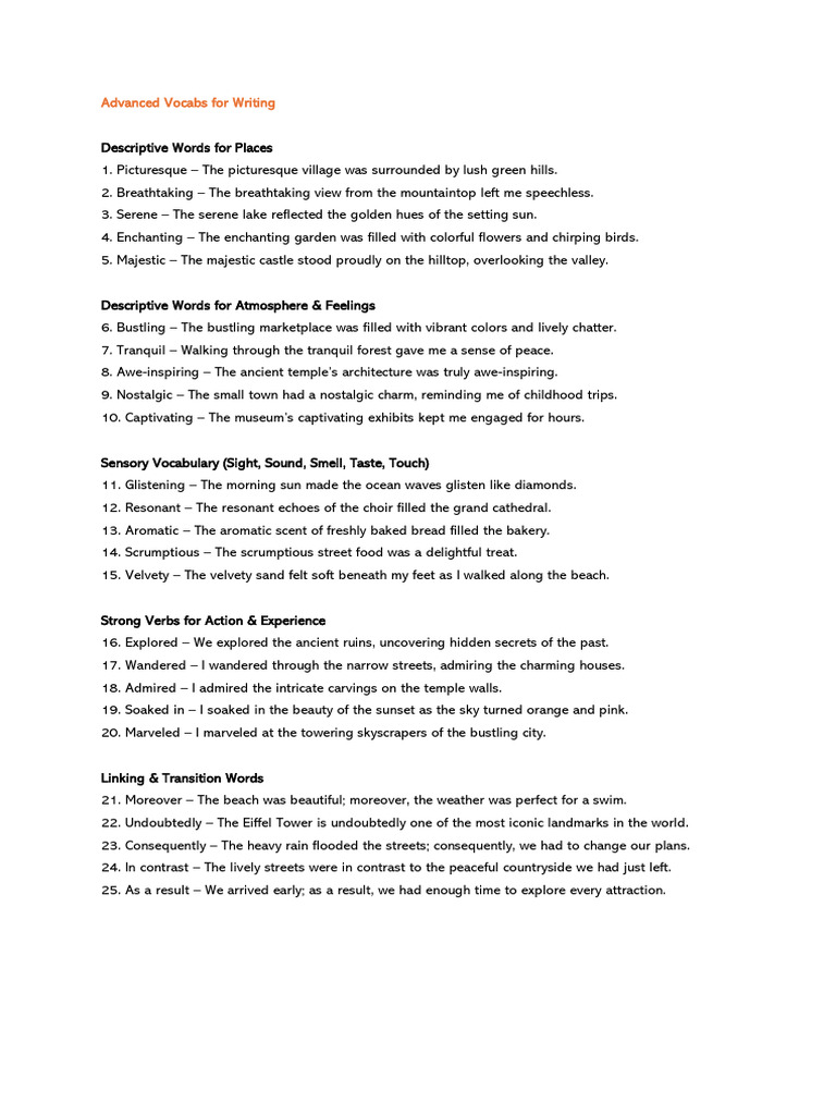 Advanced Vocabs For Writing | PDF