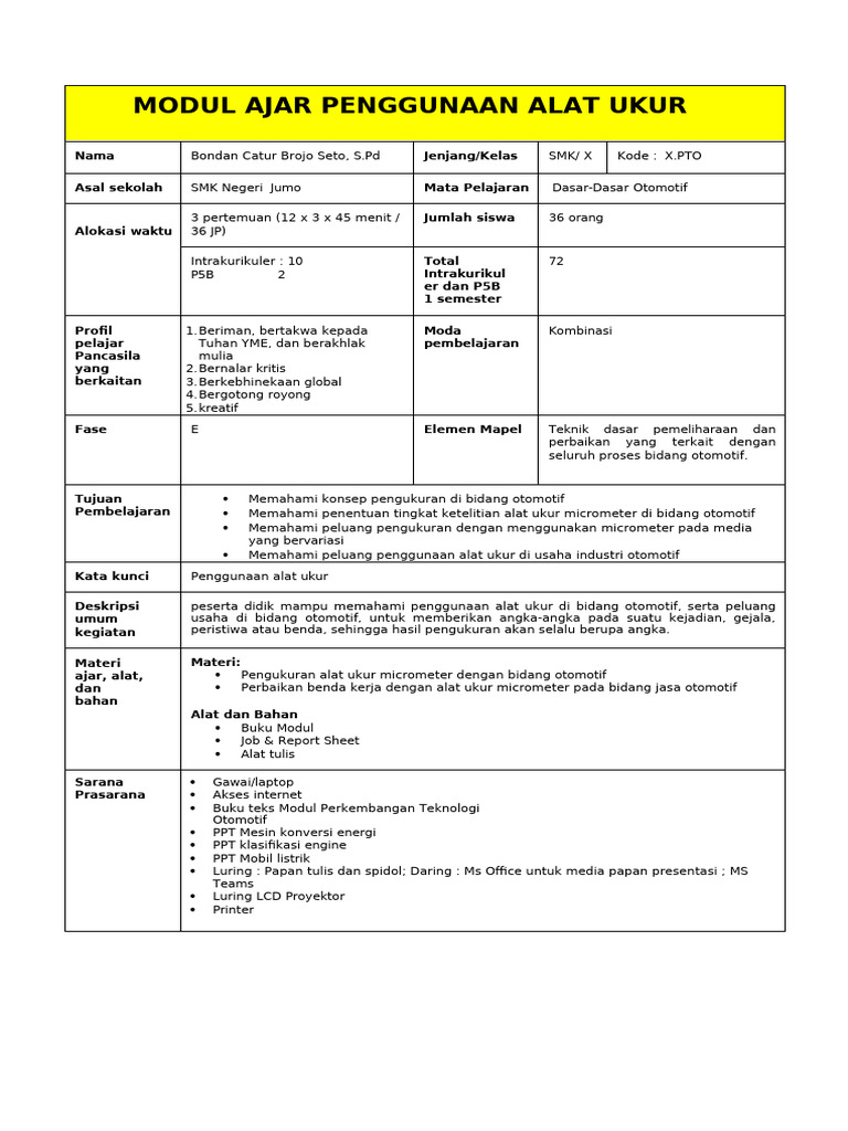 3.6 Modul Ajar Penggunaan Alat Ukur | PDF