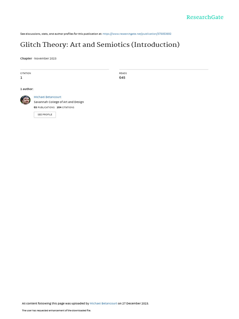 Betancourt GlitchTheory Introduction | PDF | Semiotics | Aesthetics