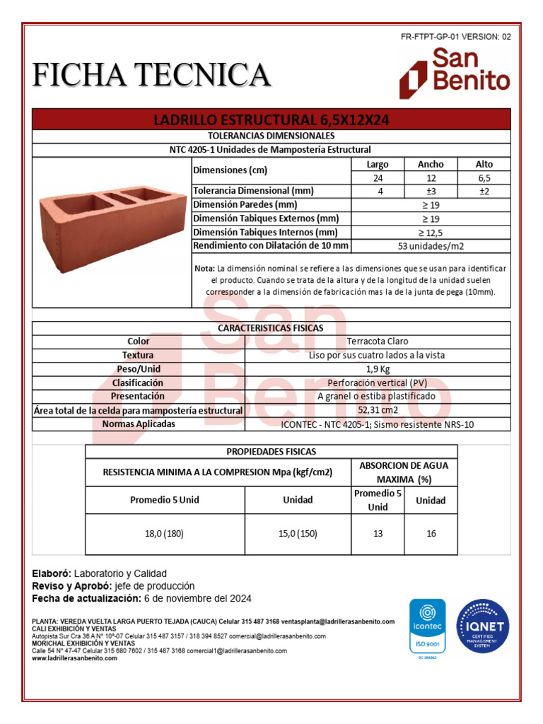 Ladrillo Estructural 65X12X24 | PDF | Materiales de construcción