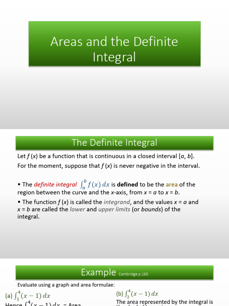 05 Areas and Definite Integral | PDF | Area | Integral