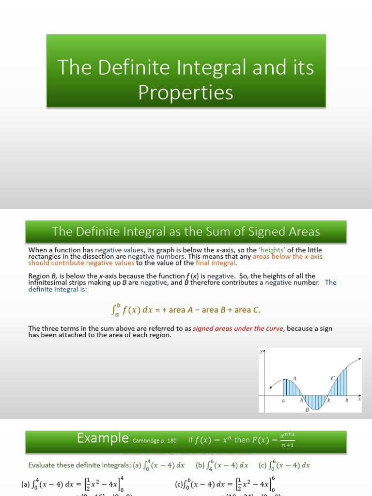 15 Definite Integ and Its Properties | PDF | Area | Integral