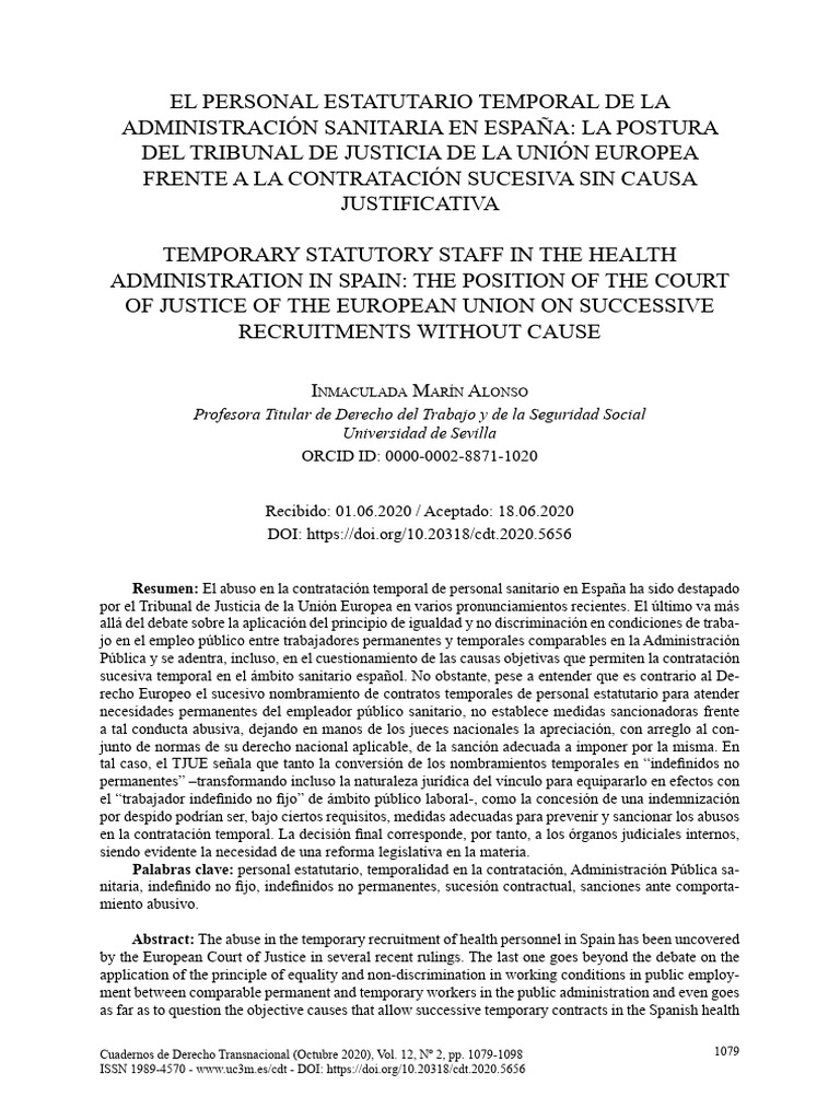 5656-Texto del artículo-9733-1-10-20201007 | PDF | Derecho laboral | España