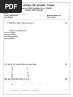 Play Group English Exam Paper 2024 | PDF