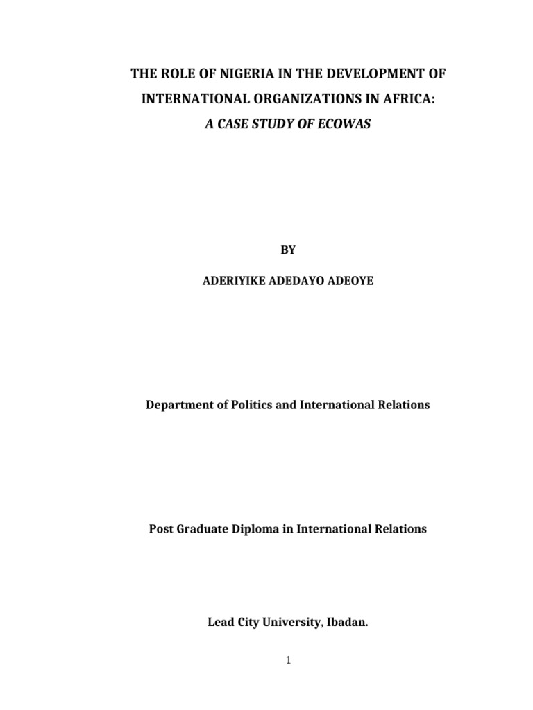The Role of Nigeria in The Development o | PDF