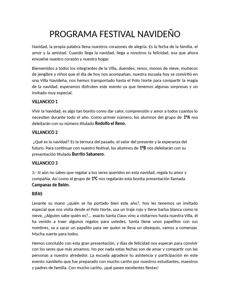 Festival Navideño Escolar 2023 | PDF