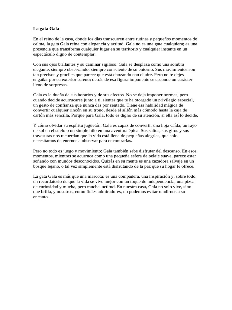 Cuento La Gata Gala | PDF