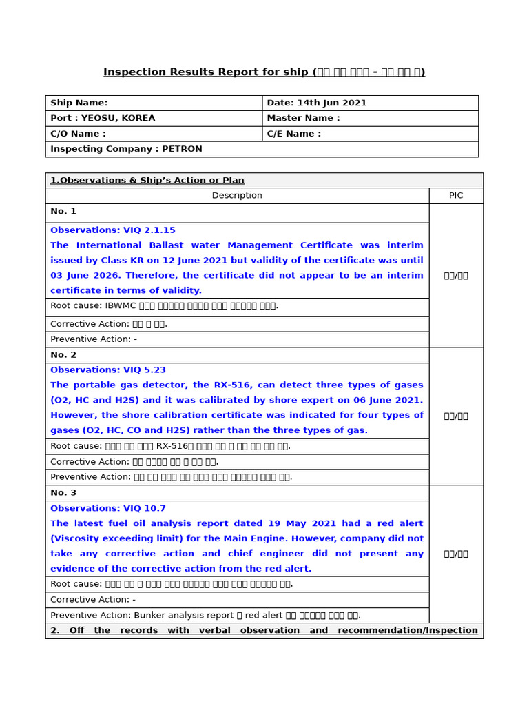 Inspection Results Report (, PETRON 20210614) | PDF
