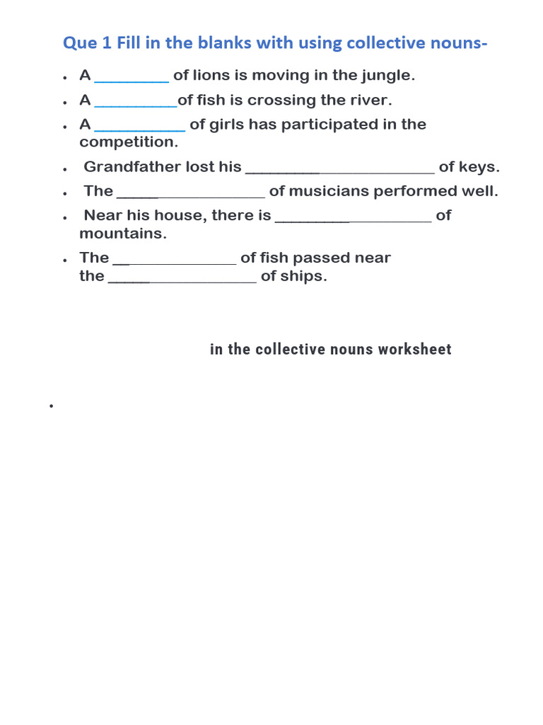 collective nouns worksheet pdf | PDF
