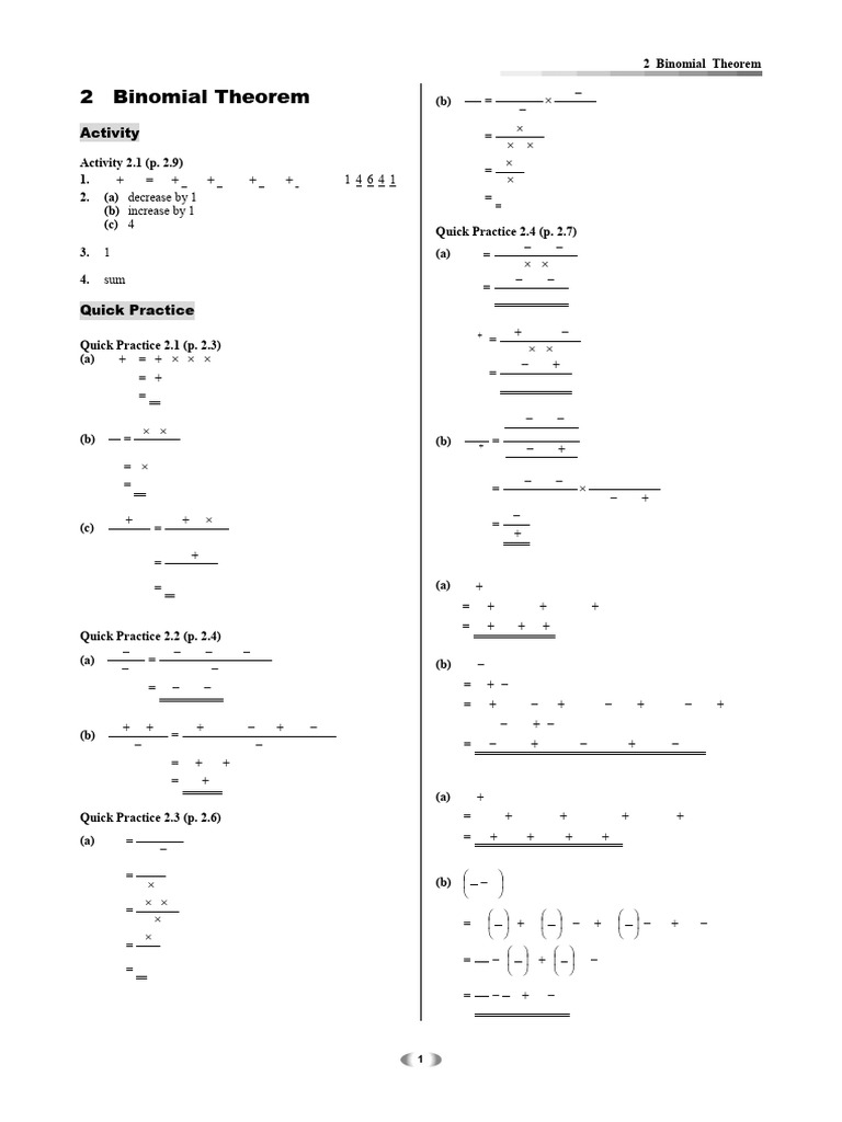 Ch.2 Binomial Theorem | PDF | Algorithms | Applied Mathematics