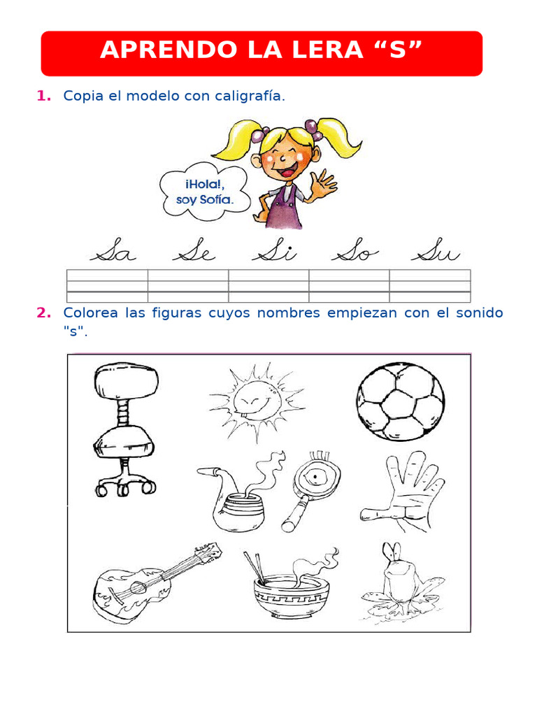 Actividades con la letra "S" para 1er grado | PDF