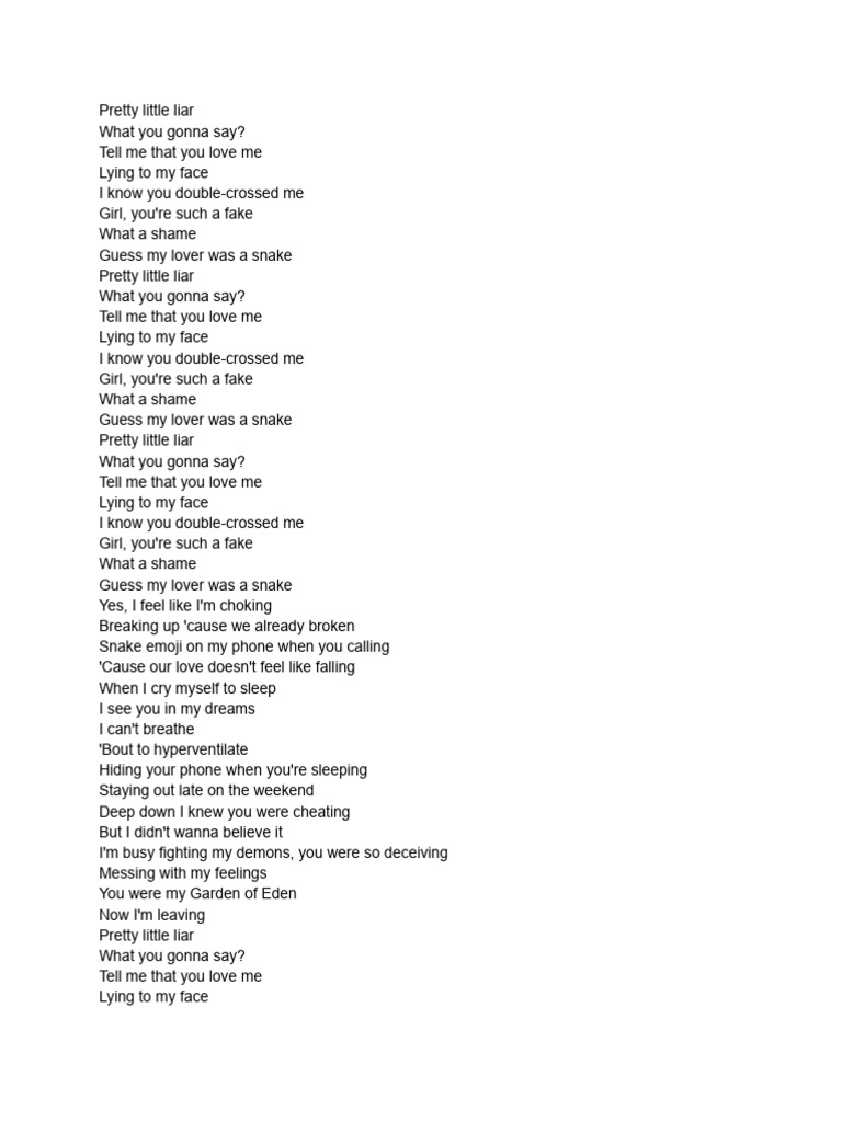 Pretty Little Liar Lyrics Analysis | PDF