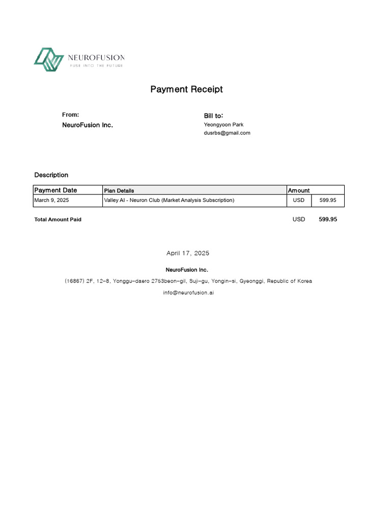 NeuroFusion Payment Receipt | PDF