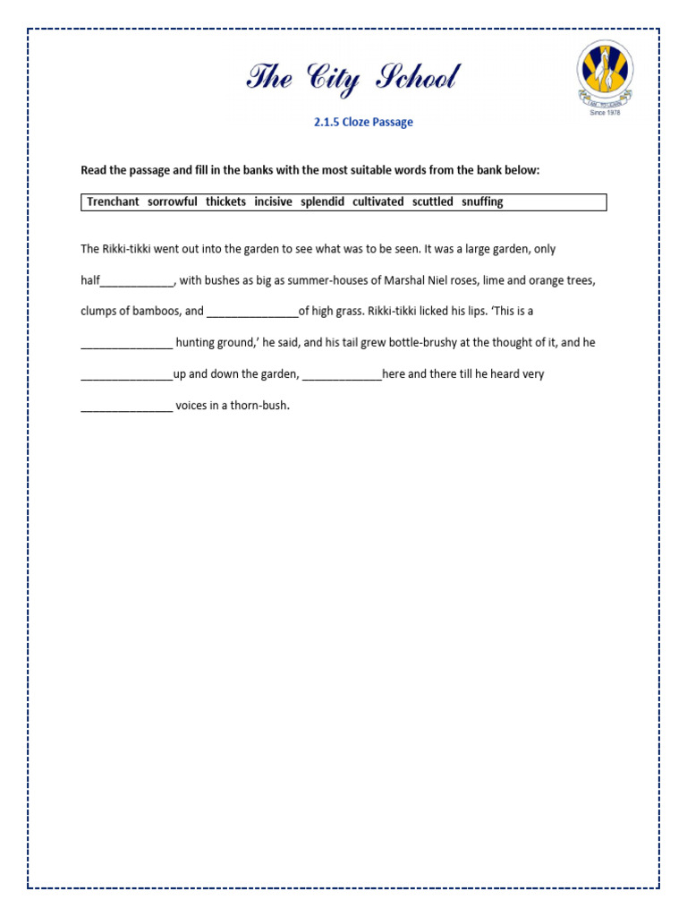 2.1.5-Cloze Passage | PDF