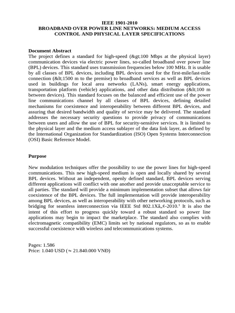 Document Abstract IEEE 1901 | PDF | Computer Network | Osi Model
