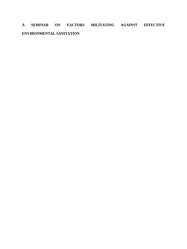 A Seminar On Factors Militating Against Effective Environmental ...