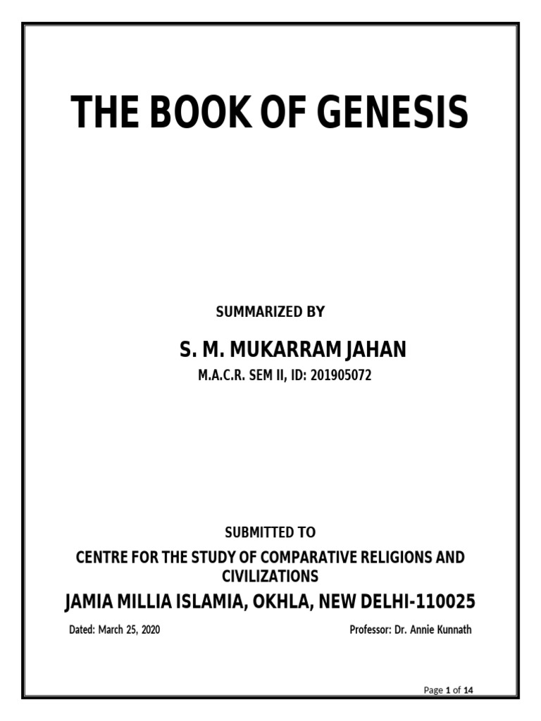 Critical Summary The Book of Genesis | PDF | Jacob | Leah