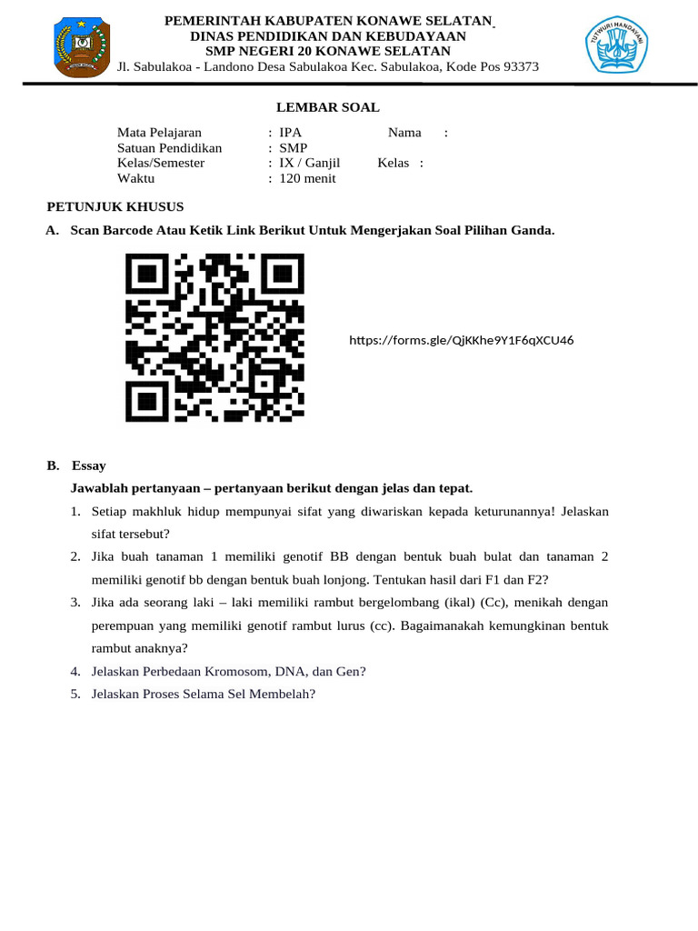 Soal Pas 9 | PDF