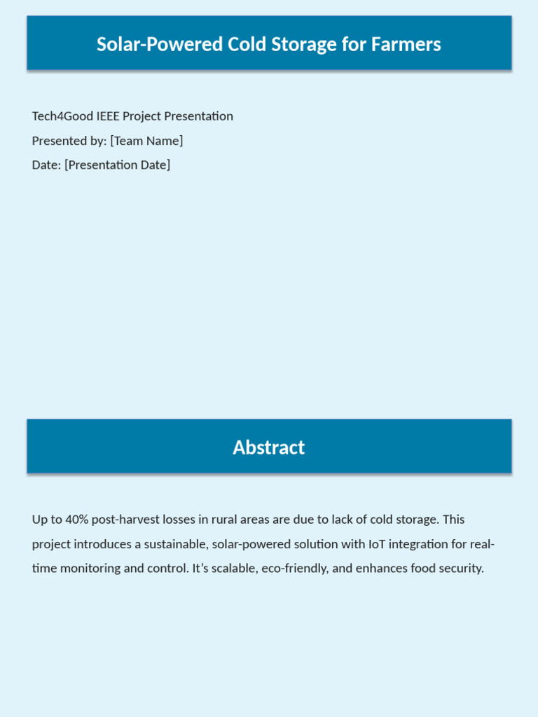 Solar Cold Storage Styled Presentation | PDF