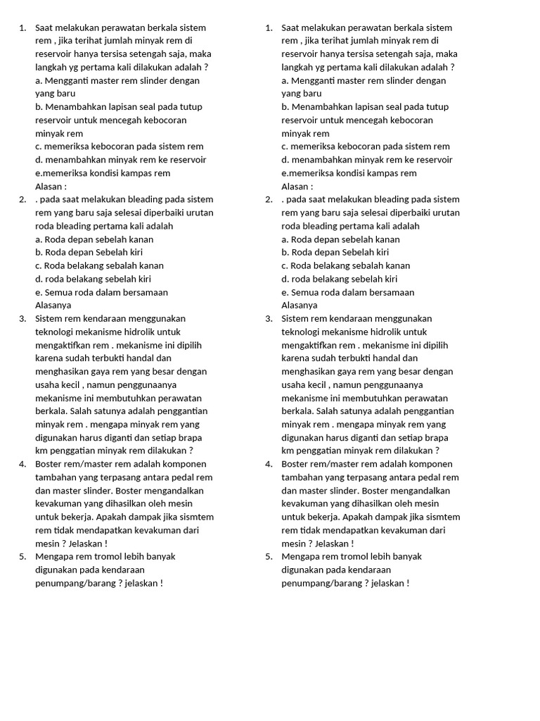 Saat Melakukan Perawatan Berkala Sistem Rem | PDF