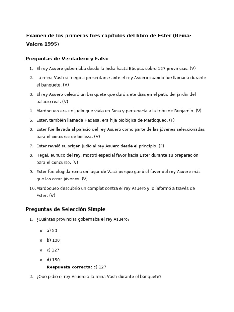 1 Examen de Ester | PDF | Esther