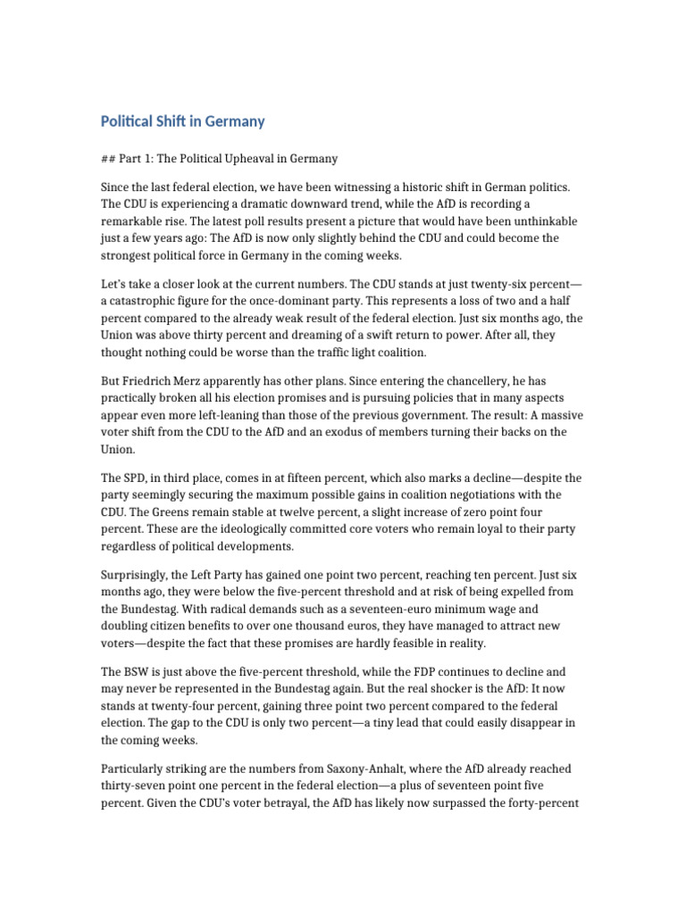 Germany's Political Shift: AfD Rises | PDF | Social Democratic Party Of ...