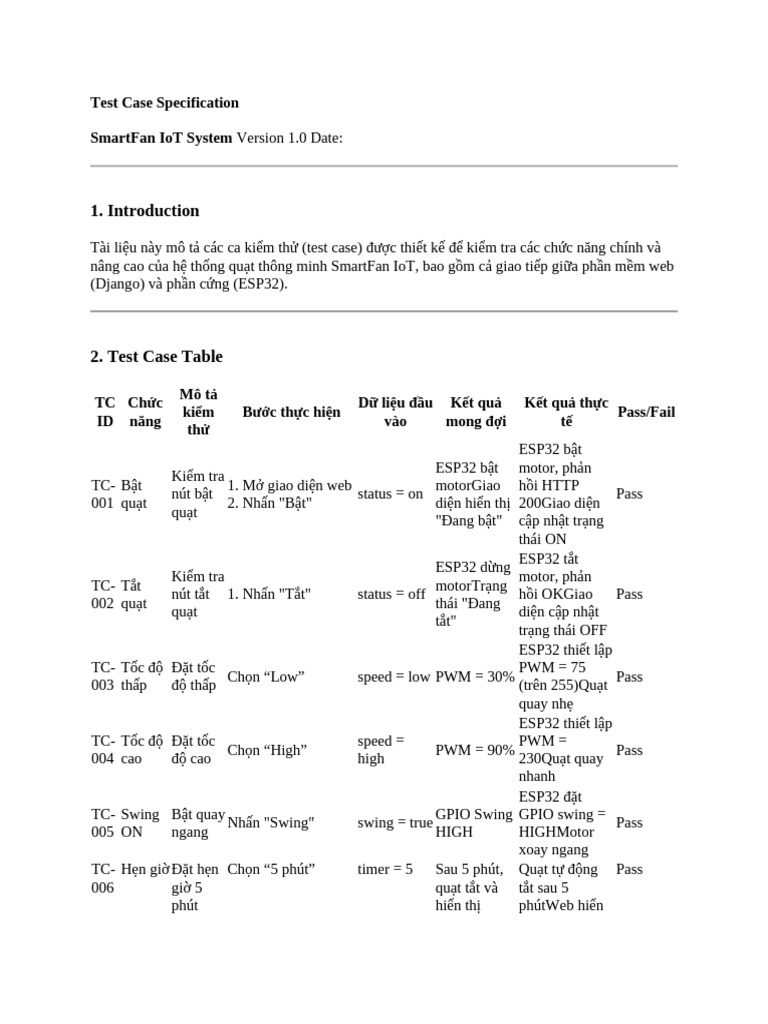 Test Case Specification | PDF
