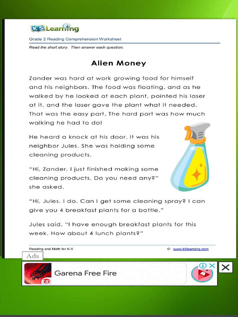 2nd Grade 2 Reading Alien Money | PDF