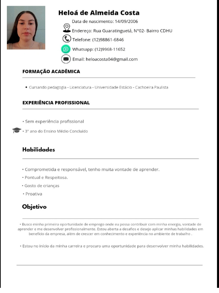 Currículo Heloa Costa | PDF