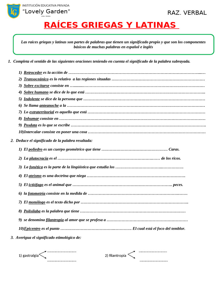 Raíces Griegas y Latinas en Educación | PDF | Comunicación humana ...