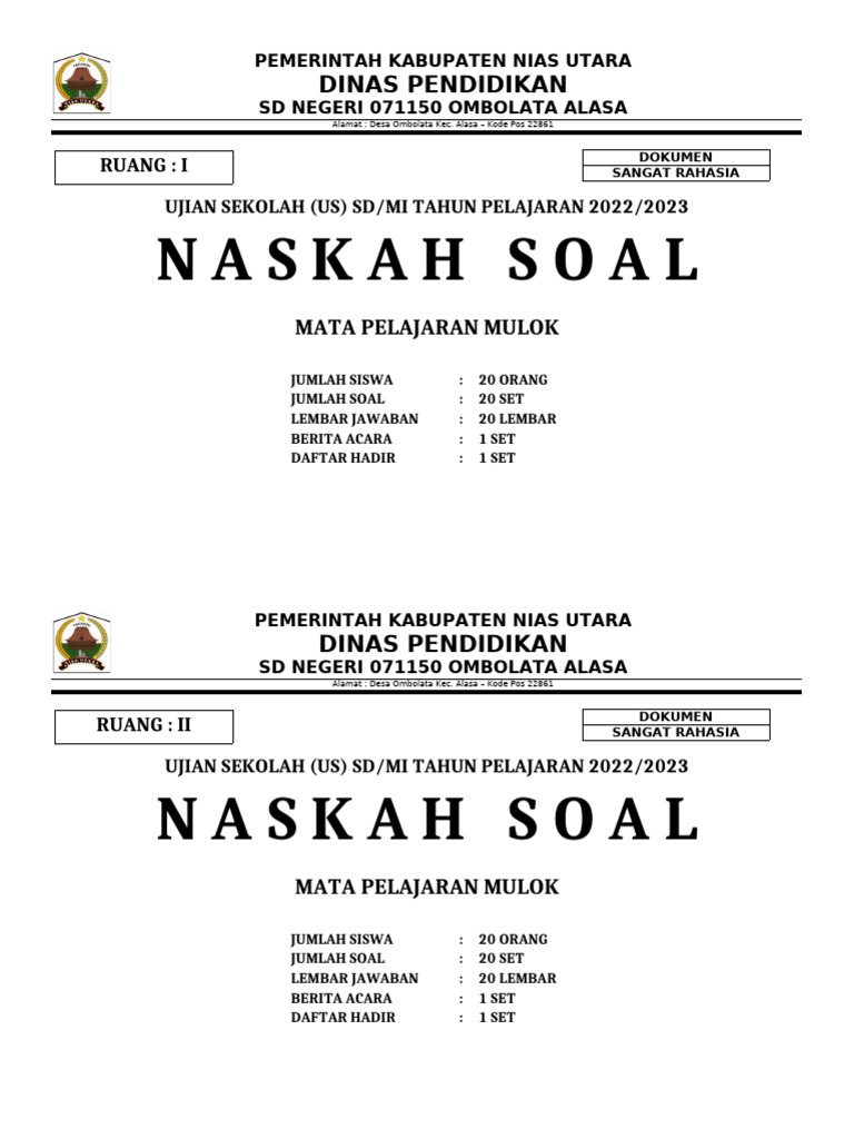 Naskah Soal Sampul | PDF
