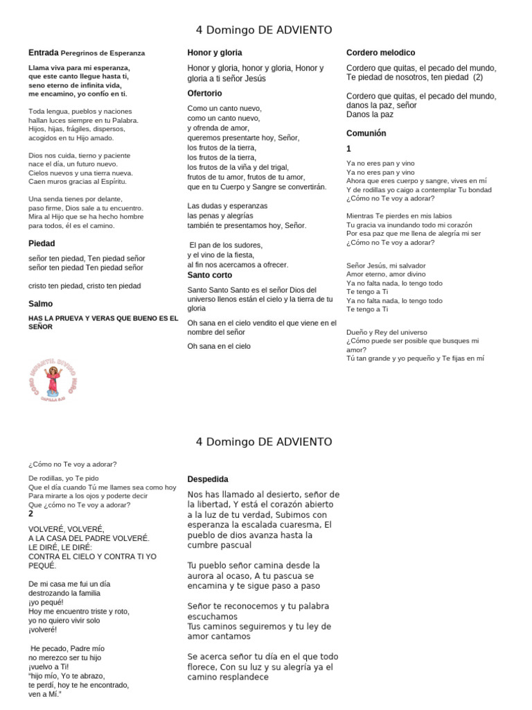Cantos Para El Domingo Pdf Eucaristía Cristo Título