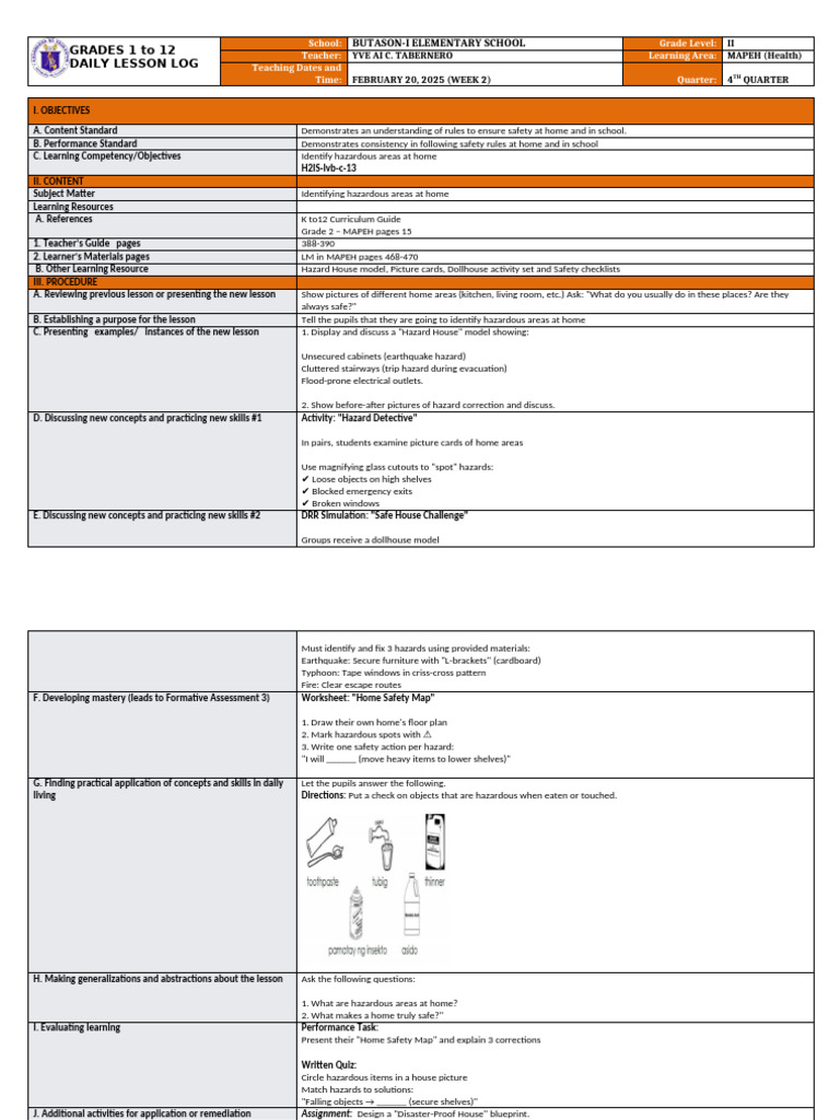 MAPEH with DRR Integration | PDF | Teachers | Learning