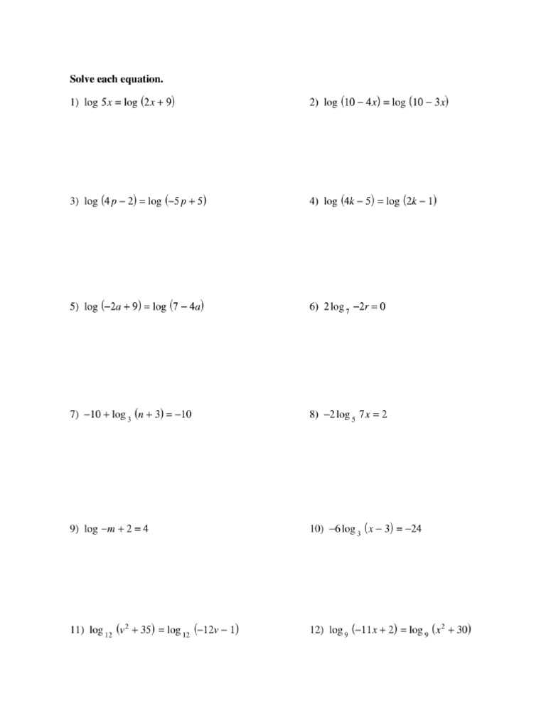 Solving Log Equation | PDF