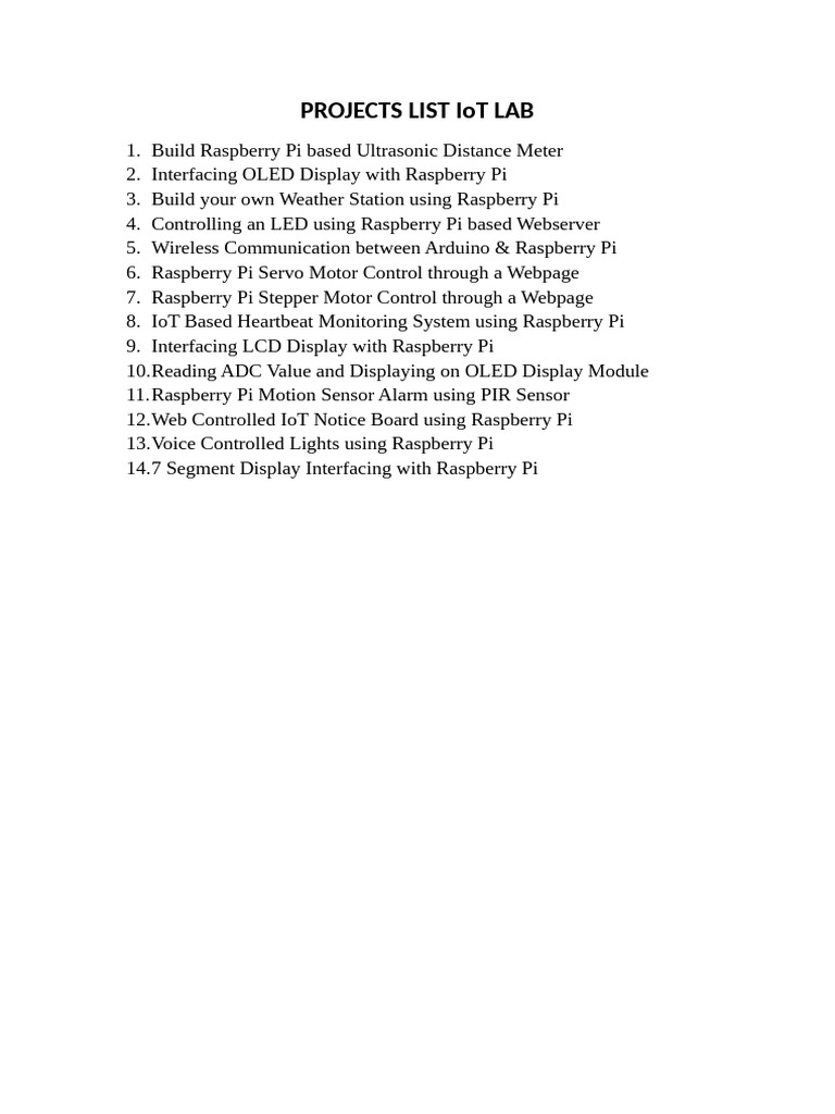 IoT Projects For IT IoT Lab | PDF
