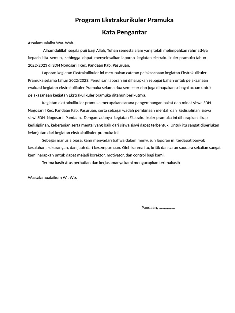 Program Ekstrakurikuler Pramuka | PDF