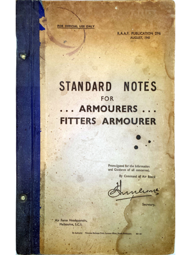 01 RAAF Standard Notes For Armourers 1943 - Introduction | PDF