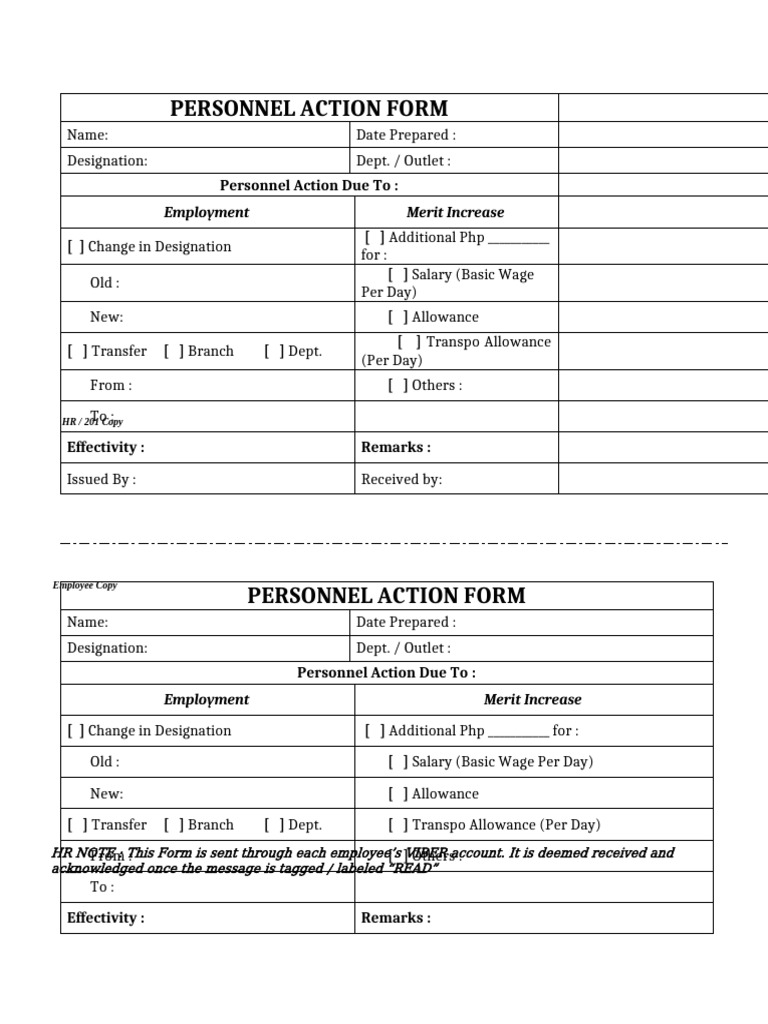 Personnel Action Form | PDF