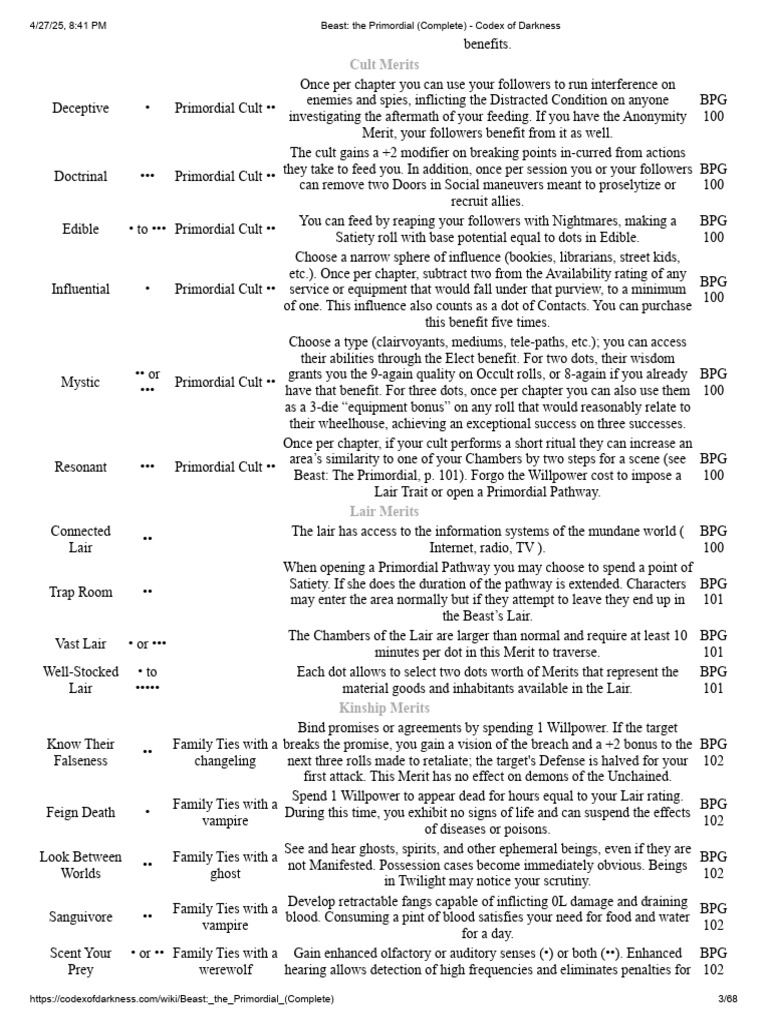 Primordial Cult Merits Overview | PDF