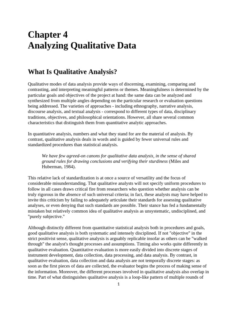 Chapter 4 Analysing Qualitative Data | PDF | Qualitative Research | Analysis