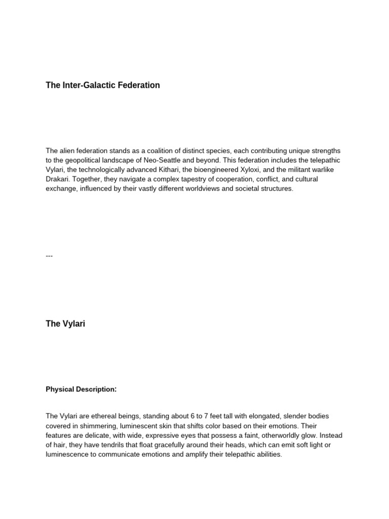 The Inter-Galactic Federation | PDF