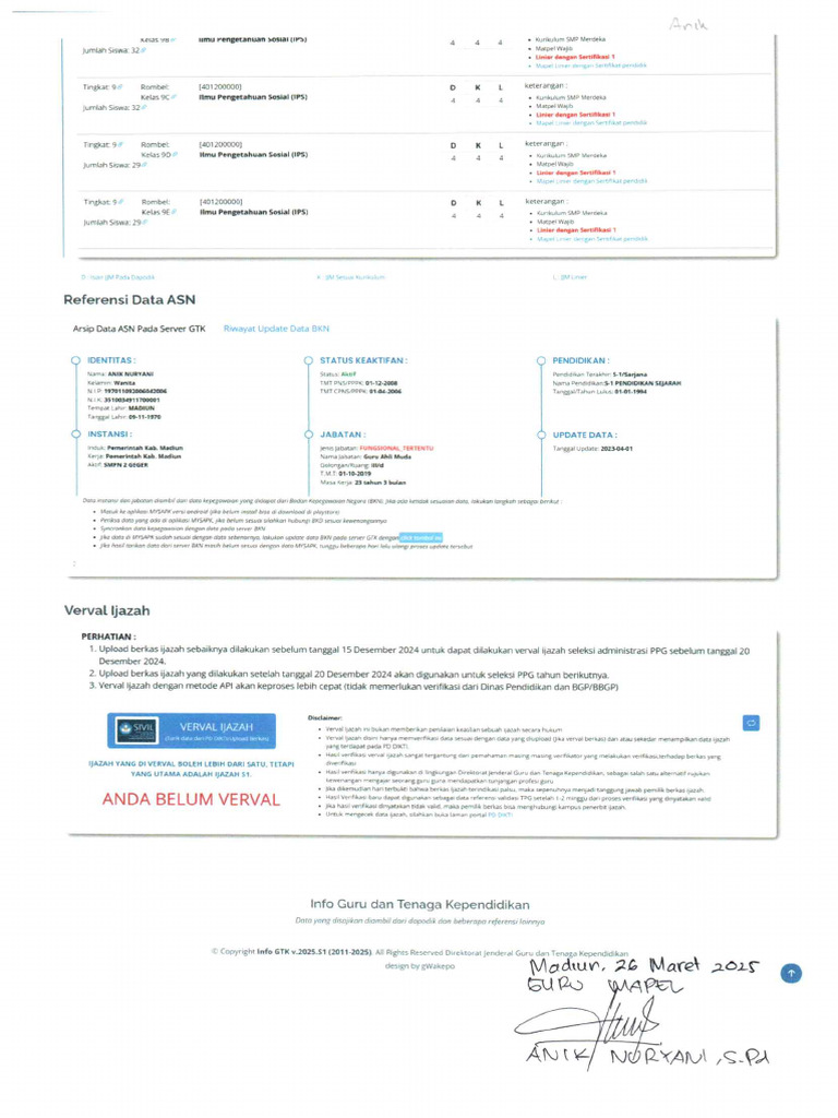Contoh TTD Info GTK | PDF