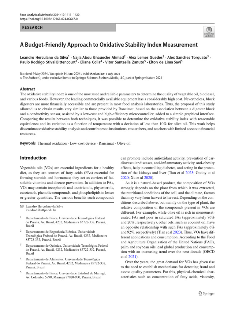 A Budget-Friendly Approach To Oxidative Stability Index Measurement ...