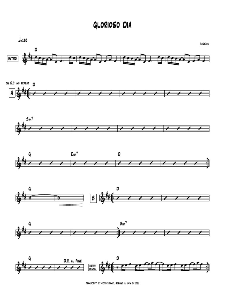 Glorioso Dia - D - 110 BPM - Full Score | PDF