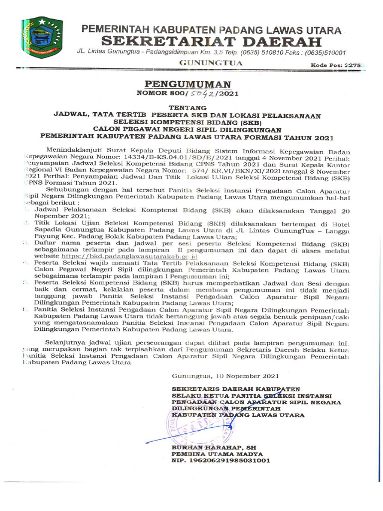 Pengumuman SKB | PDF