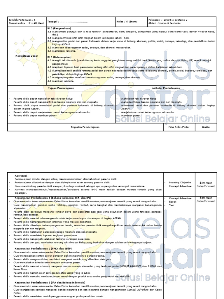 LP Gr6 Tematik 5 Subtema 2 Usaha Di Sekitarku | PDF