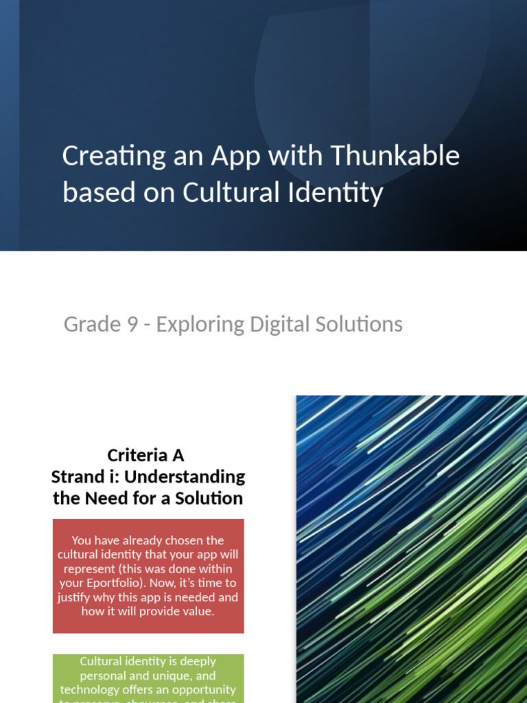 Grade 9 - Cultural Identity App - Thunkable - Criteria A | PDF ...
