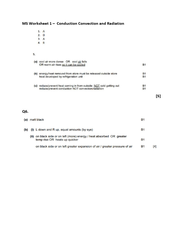 MS Worksheet 1 Conduction Convection and Radiation | PDF