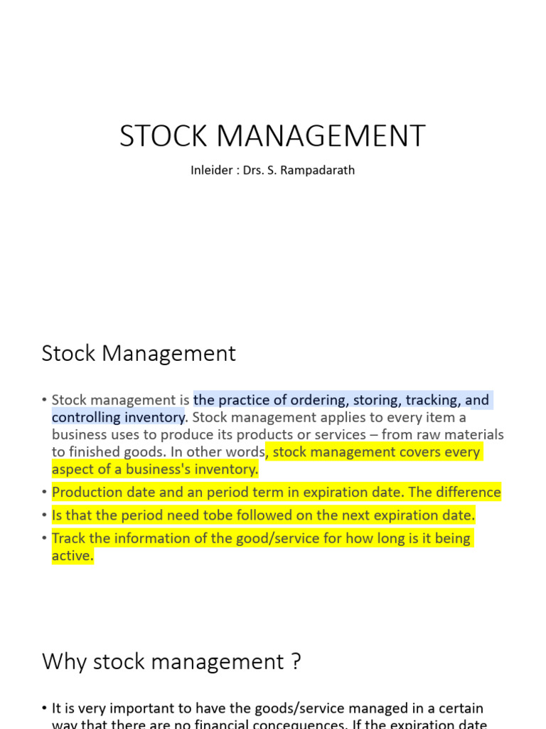 Effective Stock Management Strategies | PDF | Supply Chain Management ...