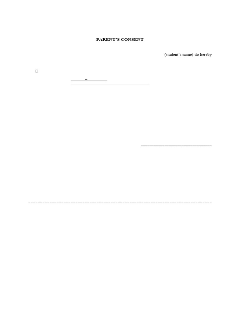 PARENT'S CONSENT For Internship | PDF